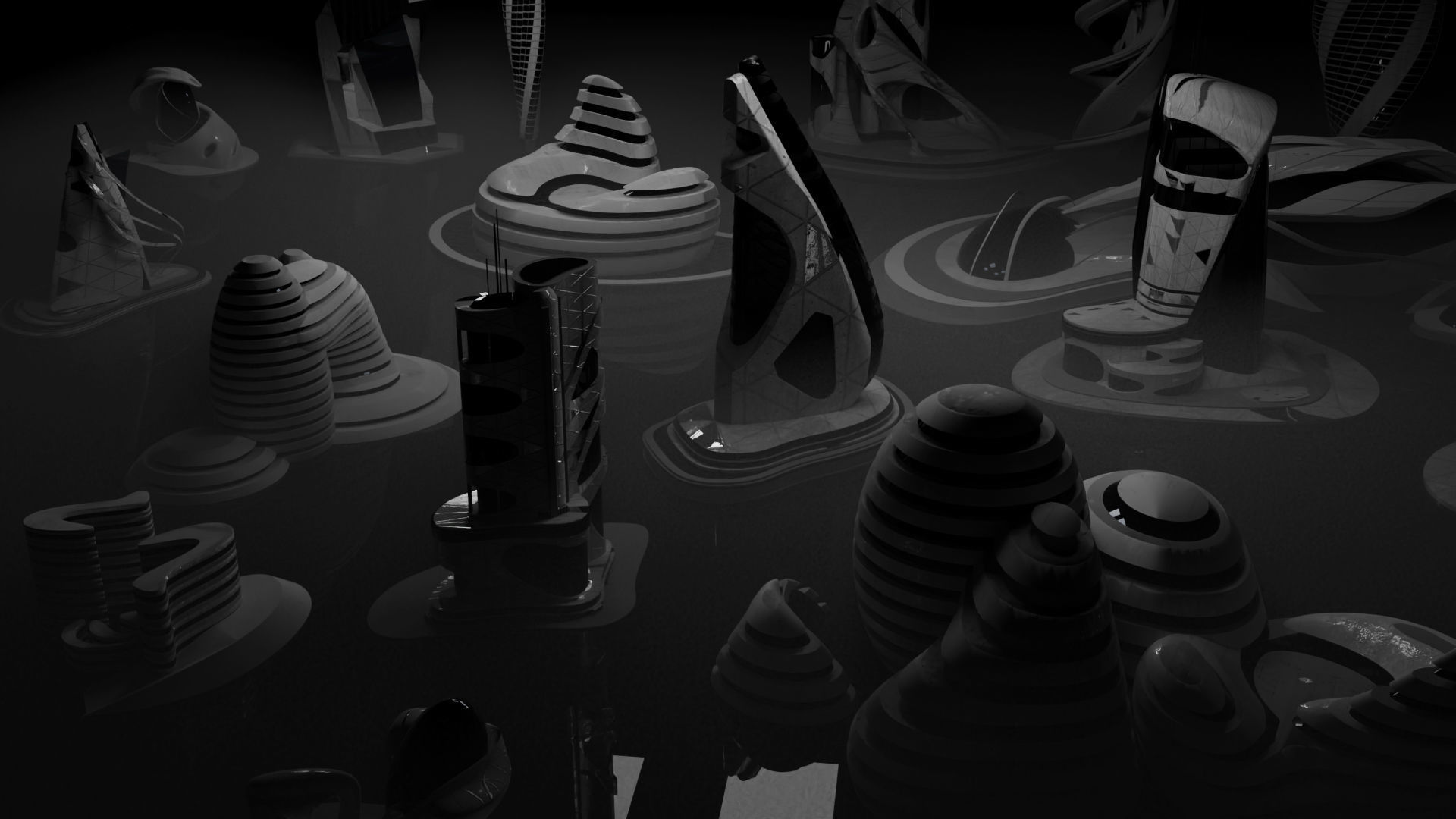 3D model Sci-fi city Utopian Kitbash Kitbash Asset Pack VR / AR / low ...