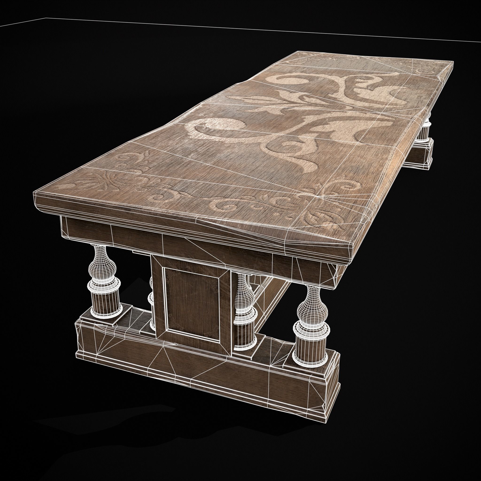 3D model Long Renaissance Table VR / AR / low-poly | CGTrader