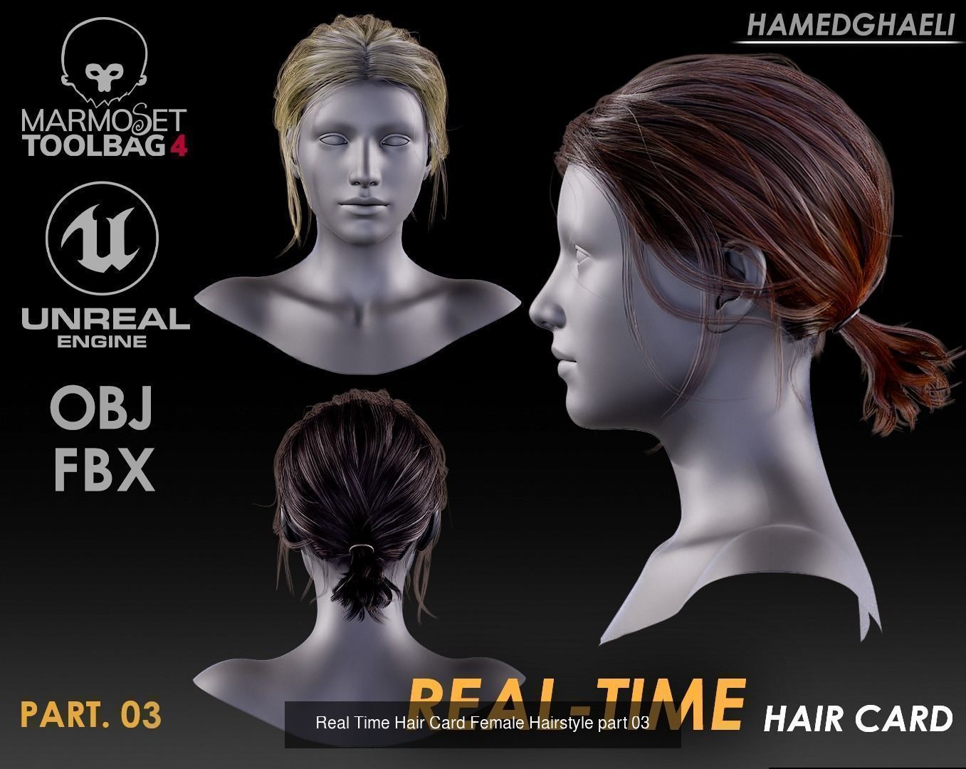 Real Time Hair Card Female Collection 20 Percent Off VR / AR / low-poly ...
