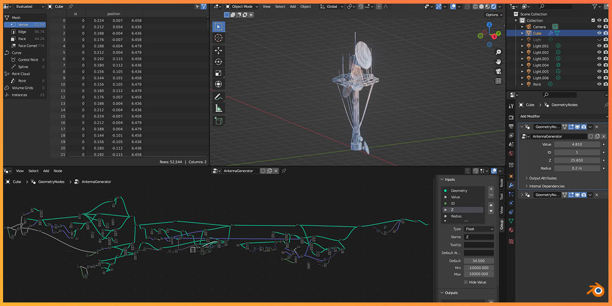 3D model Procedural Antenna Radar Generator For Blender Geometry Nodes ...