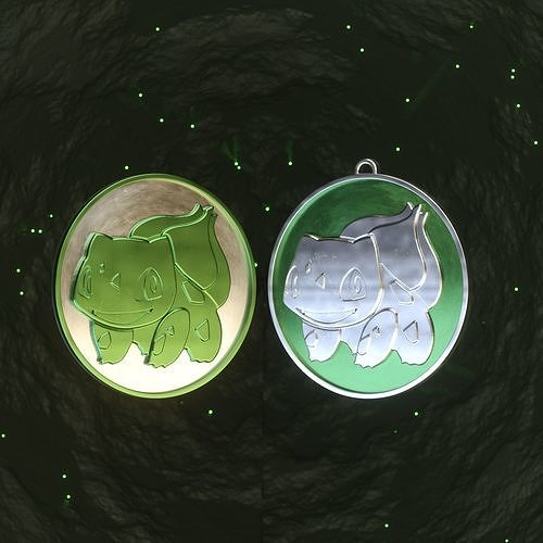 Pokemon Bulbasaur Badge Coin Keychain Pendant 3D model 3D printable ...
