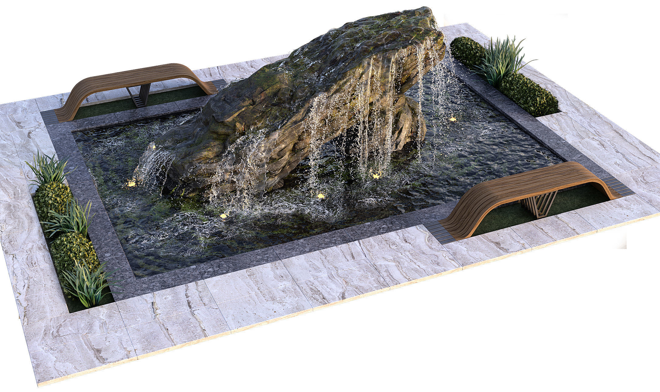 Arch Rock with Fountains 3D model | CGTrader