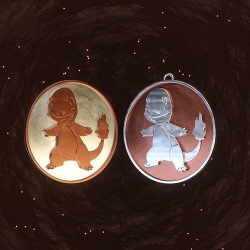 Pokemon Charmander Badge Coin Keychain Pendant 3D model 3D printable ...