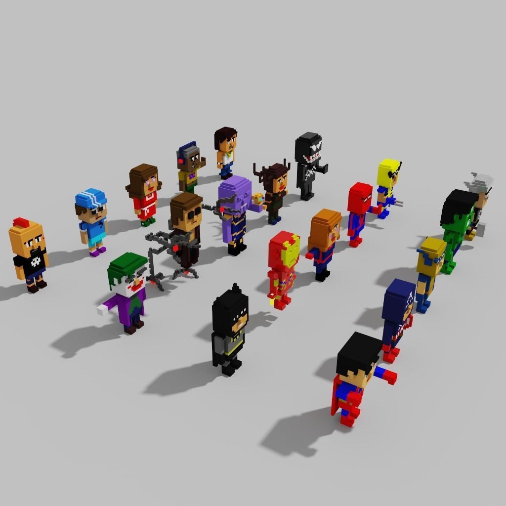3D Cute Superhero and Enemies Voxel Character 3D model | CGTrader