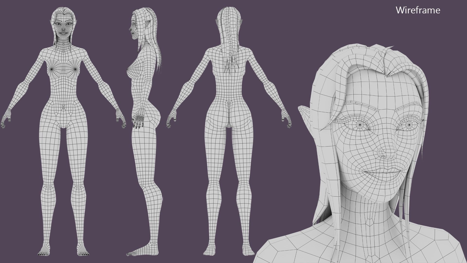 Stylized Female Elf Base 3D model | CGTrader