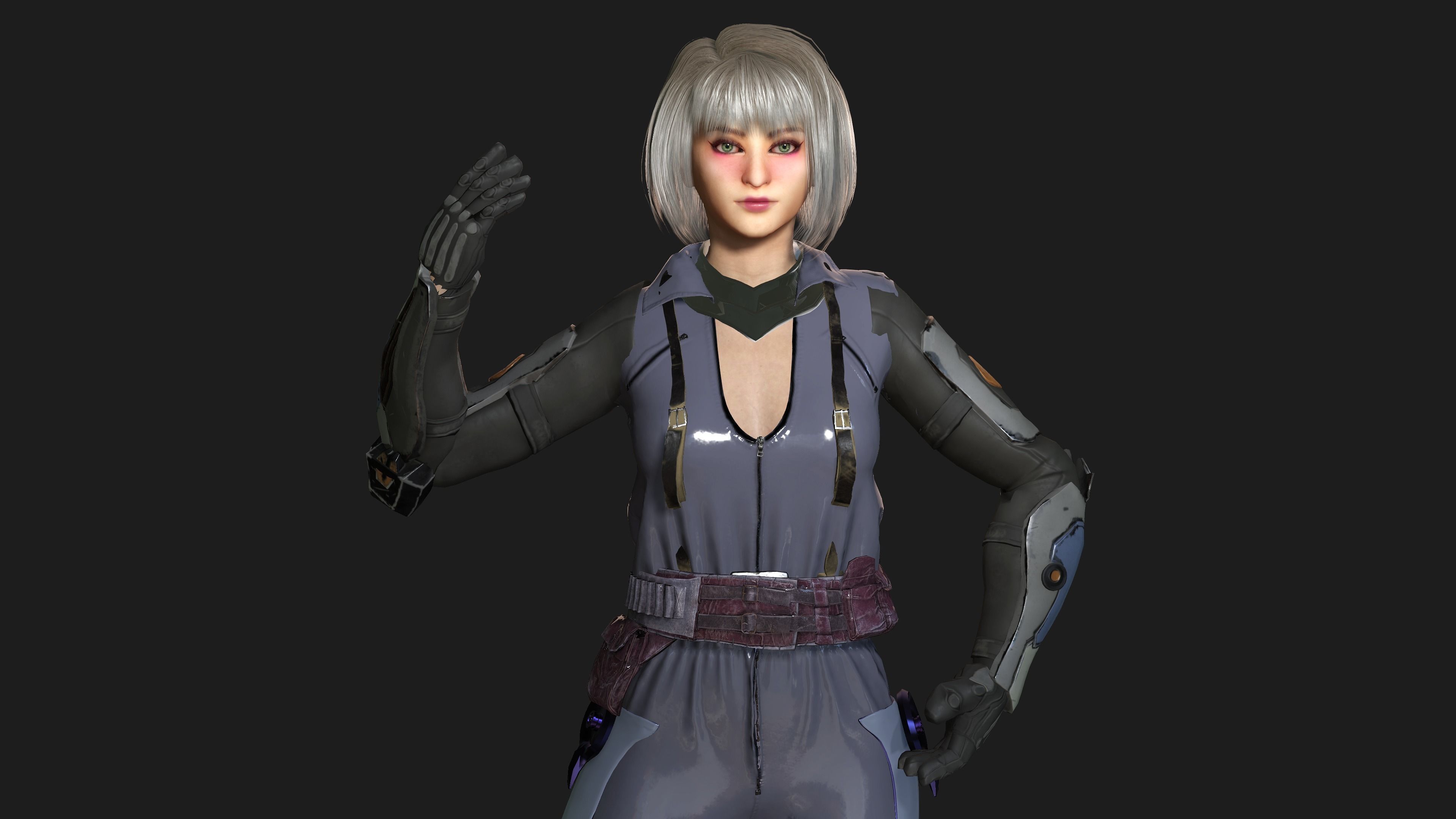 3D model 3D Cyborg Futuristic Girl 03 -Realistic Human Character Rigged ...