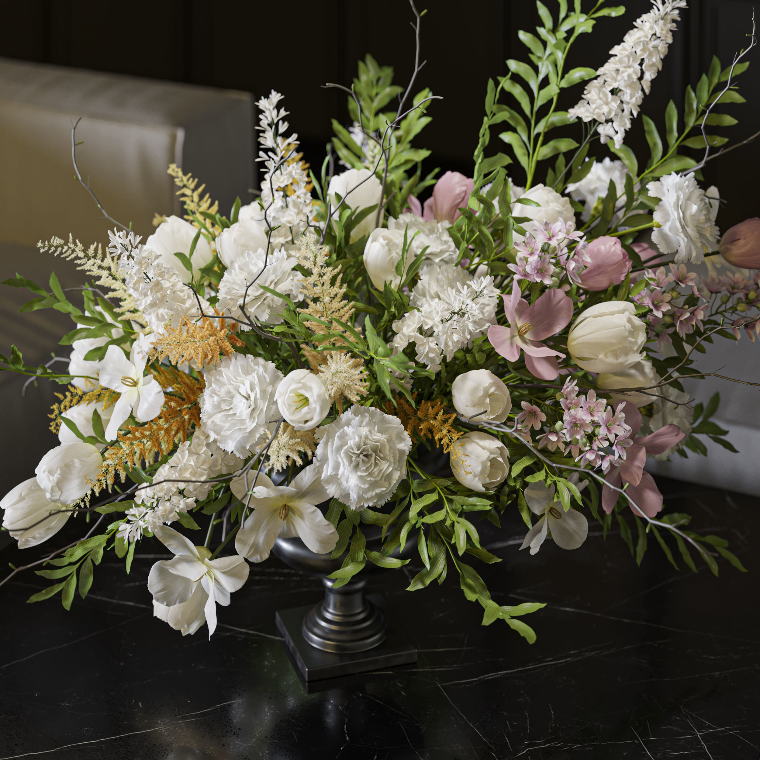 Flower Set 058 Tulips carnation delphimium astilbe 3D model | CGTrader