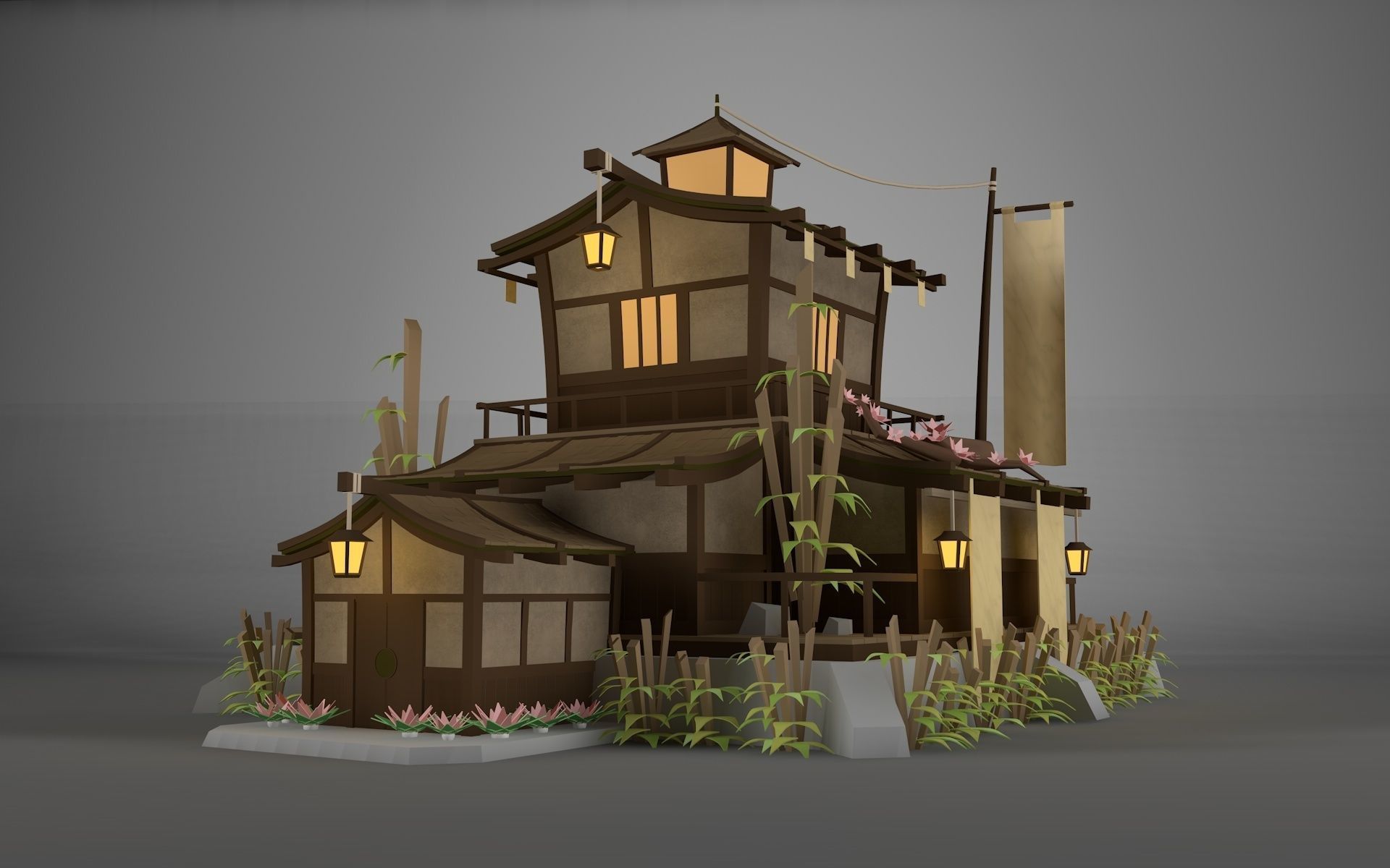 3D model Samurai House Low poly VR / AR / low-poly | CGTrader