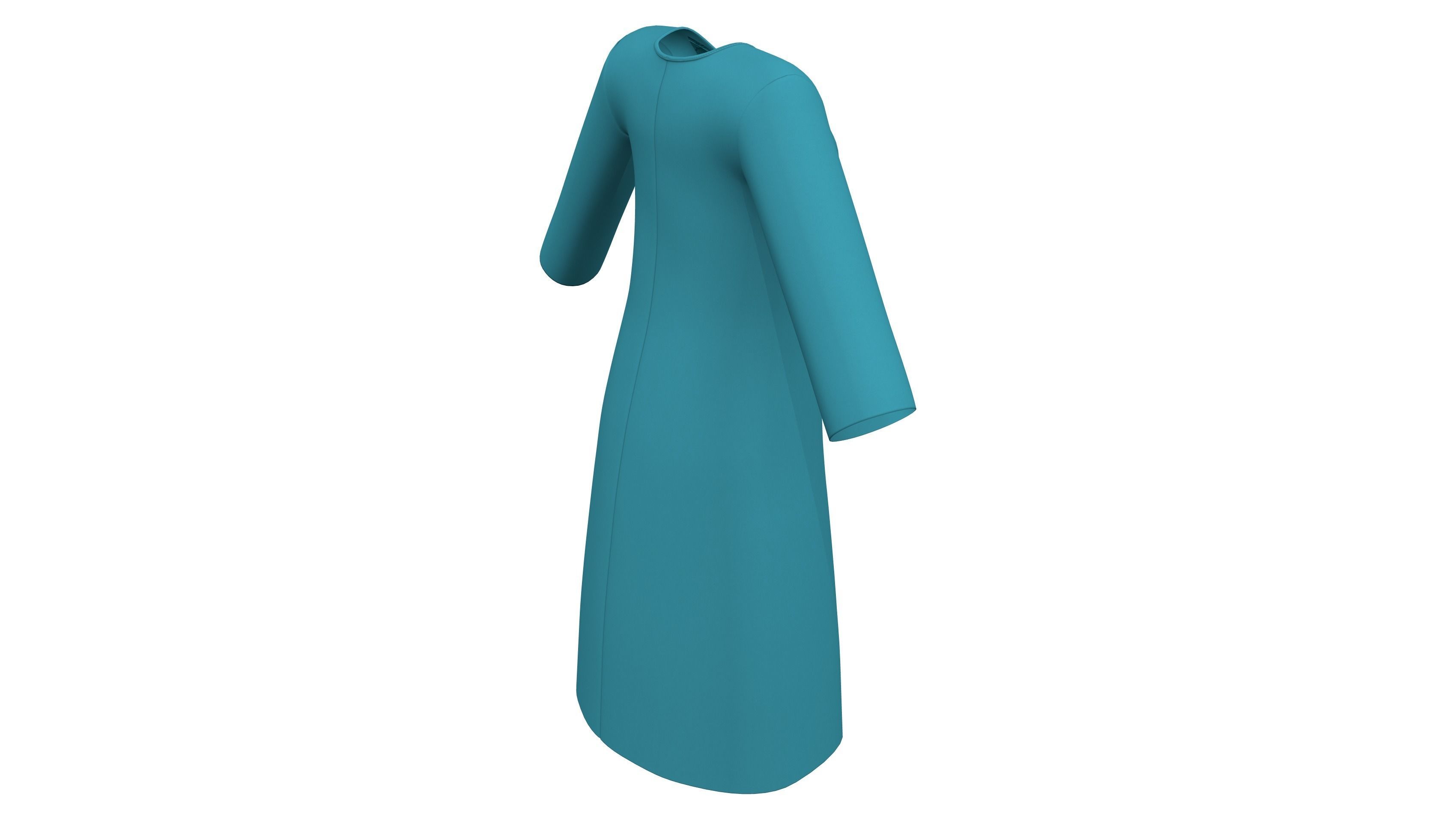 3D model Blue Long Coat Dress VR / AR / low-poly | CGTrader