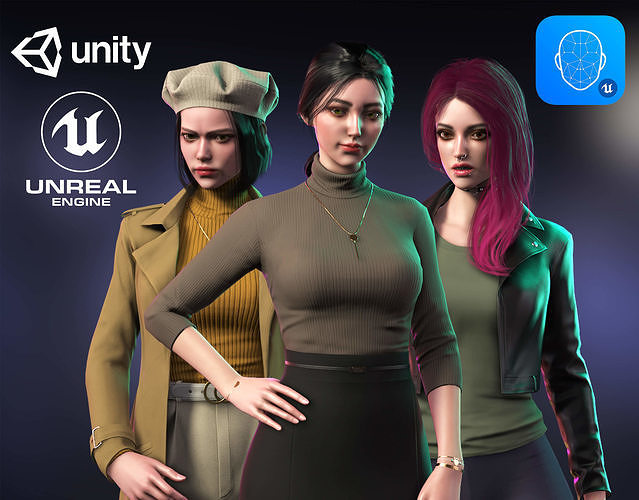 3D model Streetwear Casual Girls Pack - Realistic Stylized Character VR ...