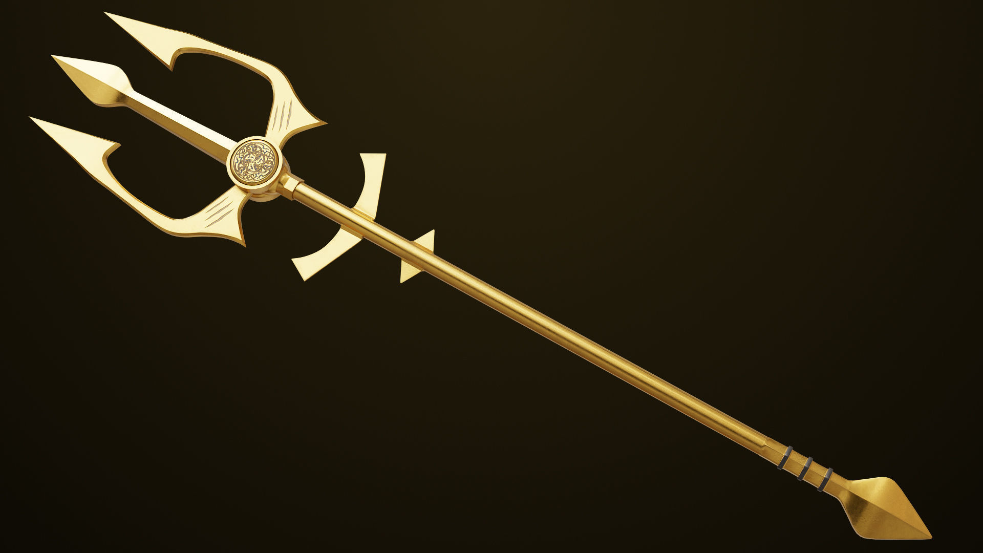 3D model Medieval Trident 02 All PBR Unity UE Textures VR / AR / low ...