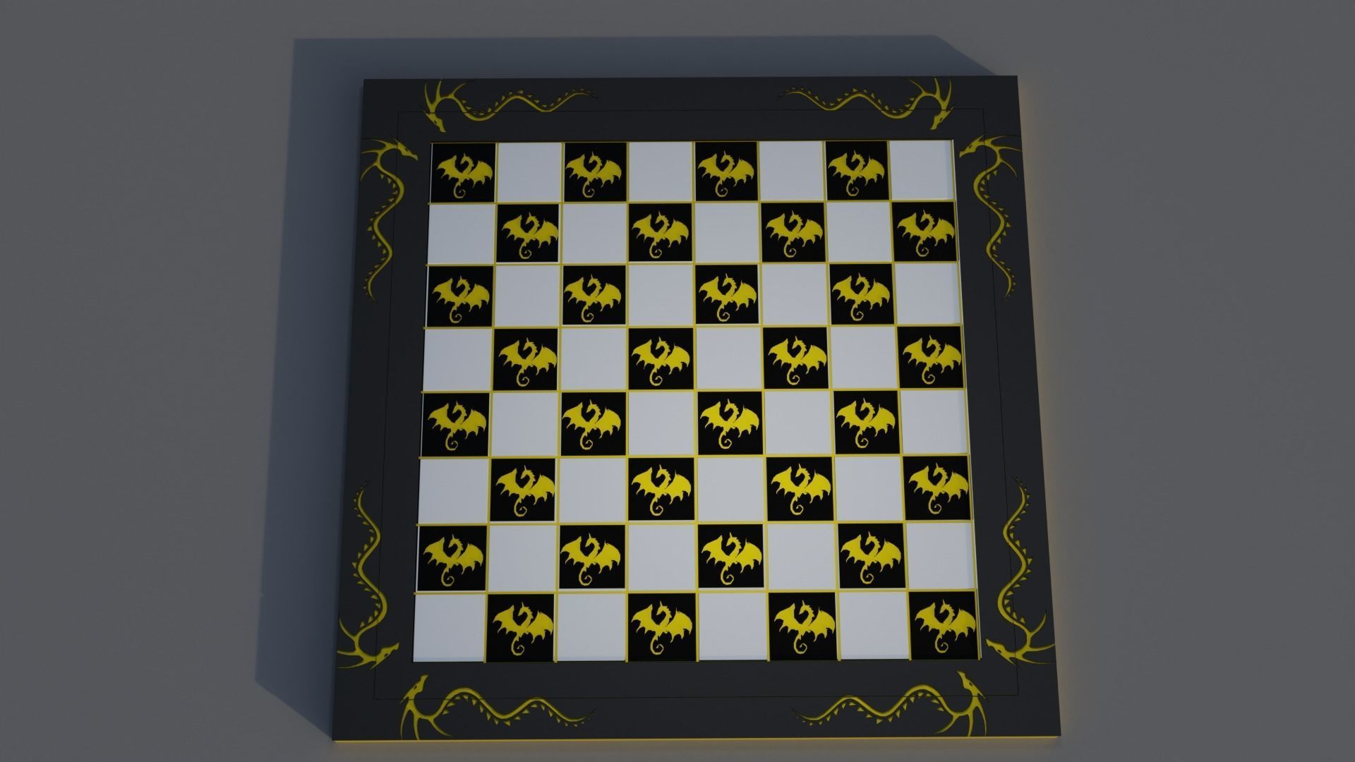 Dragon Chess Board - Dragon Pattern 3D Chess Board Stl 3D model 3D ...