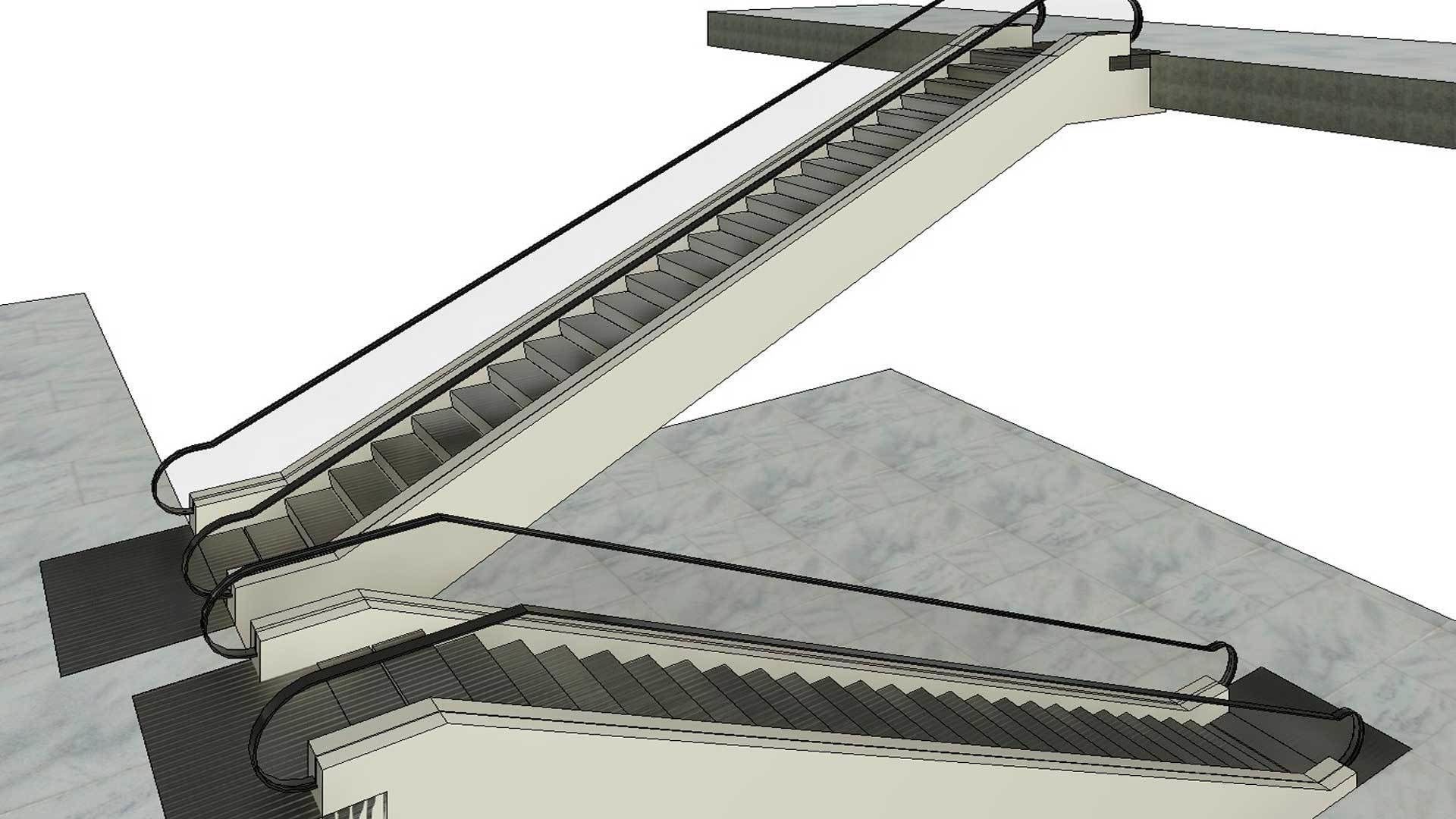 Parametric Two Level Based Escalator Revit Family 3D model | CGTrader