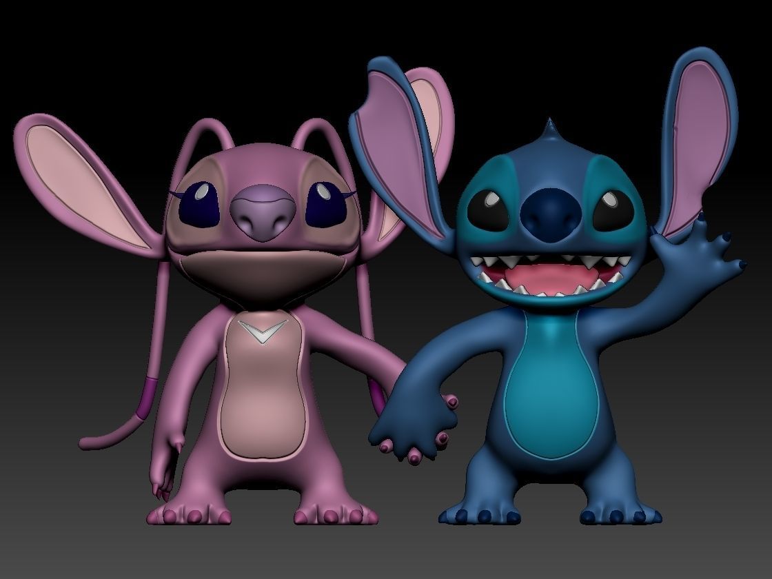 Stitch and Angel 3D model 3D printable | CGTrader