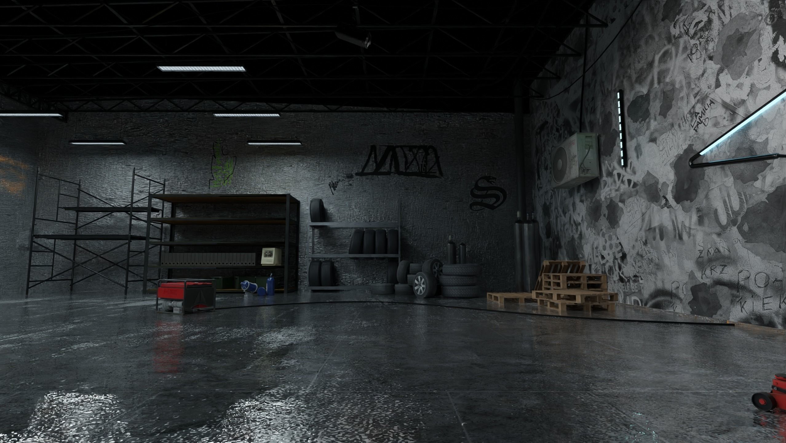 Detailed Car Garage 3D Blender File Textured FBX OBJ MTL Files 3D model ...