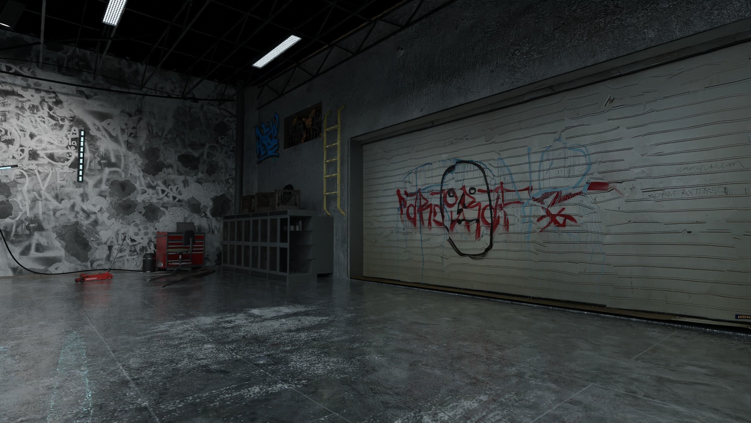 Detailed Car Garage 3D Blender File Textured FBX OBJ MTL Files 3D model ...