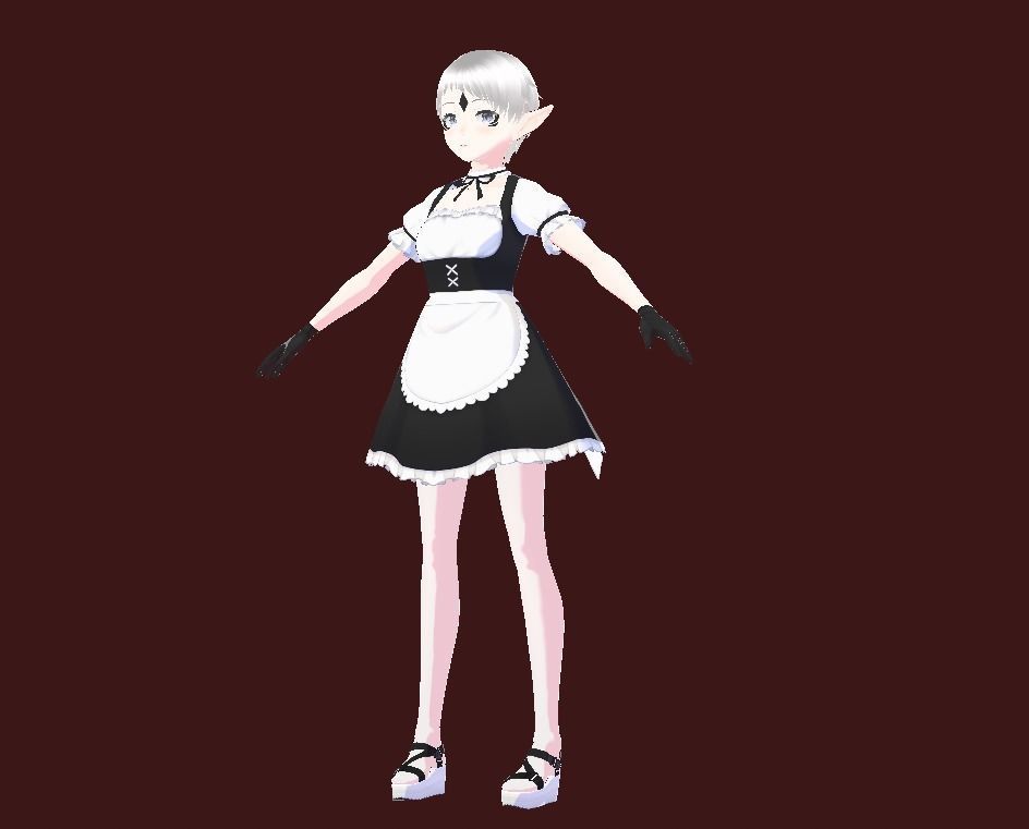 3D model vroid studio 3D elf maid anime character cute girl VR / AR ...