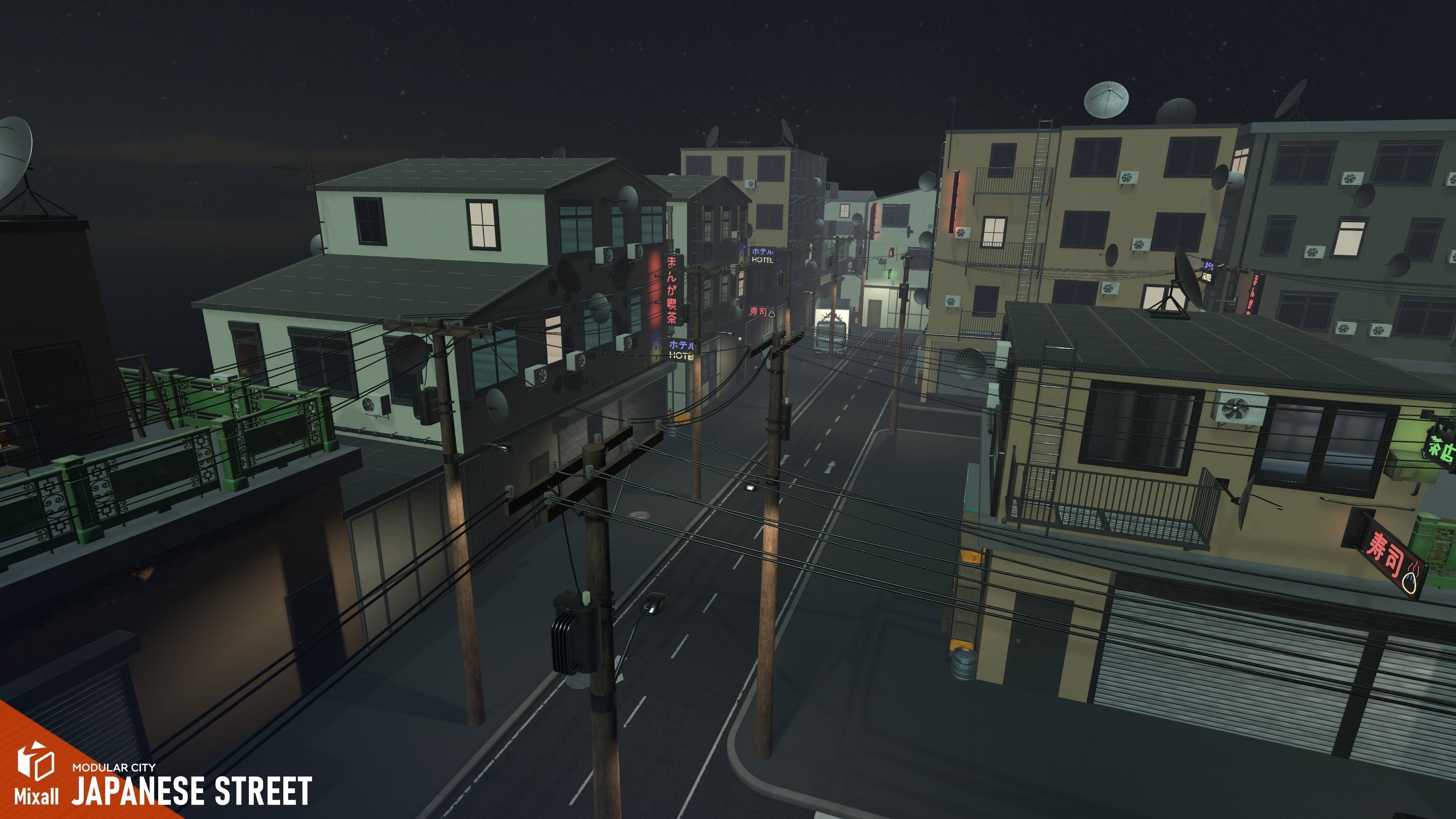 3D model Japanese Street - modular city VR / AR / low-poly | CGTrader