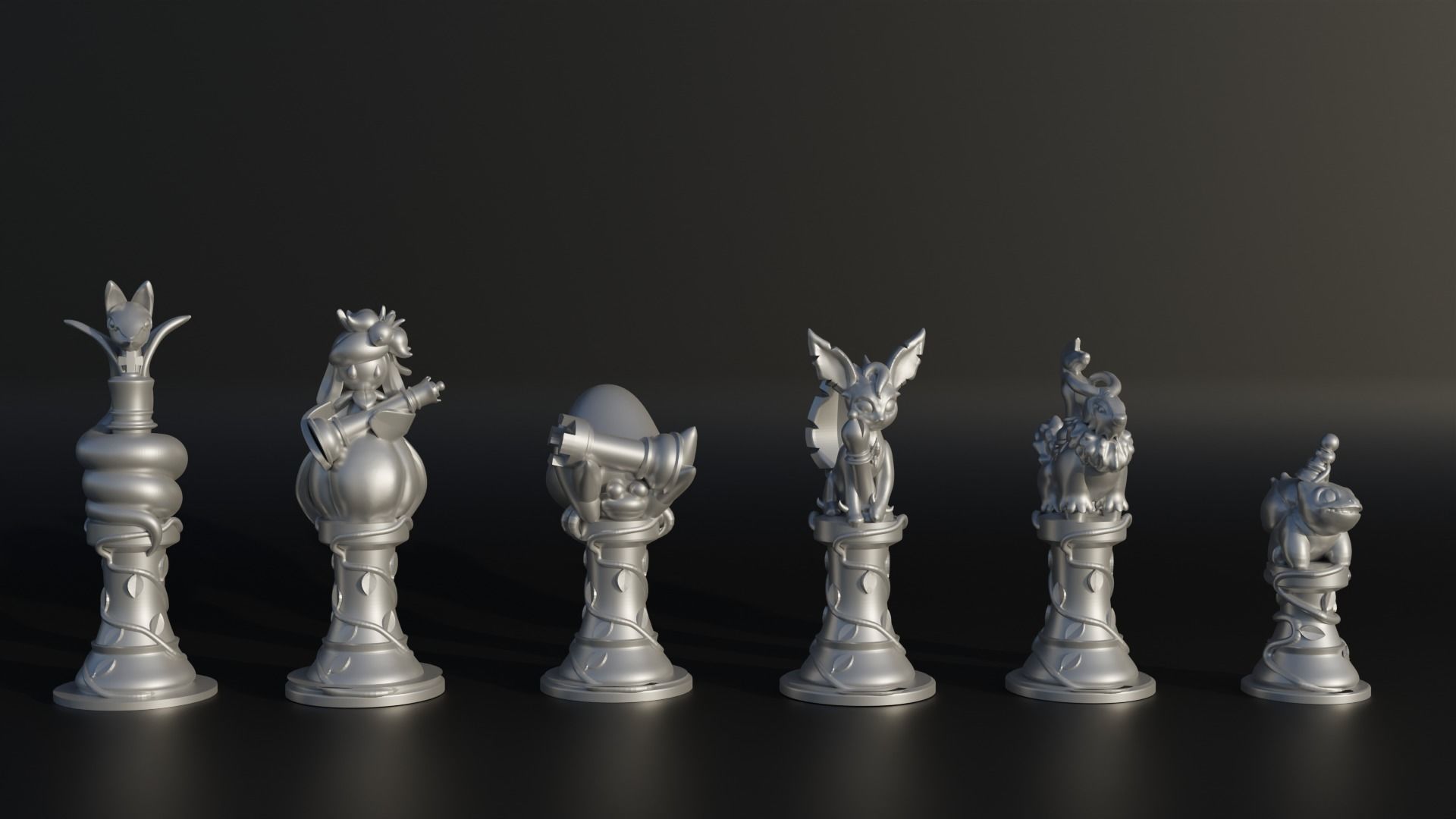 Pokemon Chess Set- Nature Pokemon Chess With 6 Different Model 3D model ...