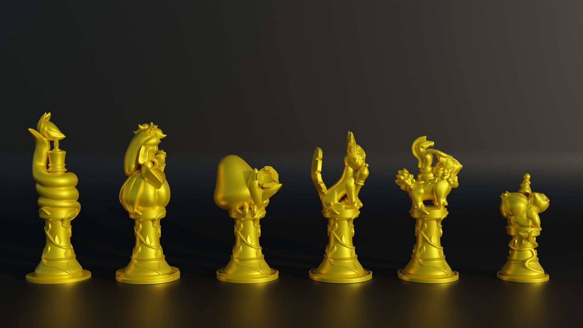 Pokemon Chess Set- Nature Pokemon Chess With 6 Different Model 3D model ...