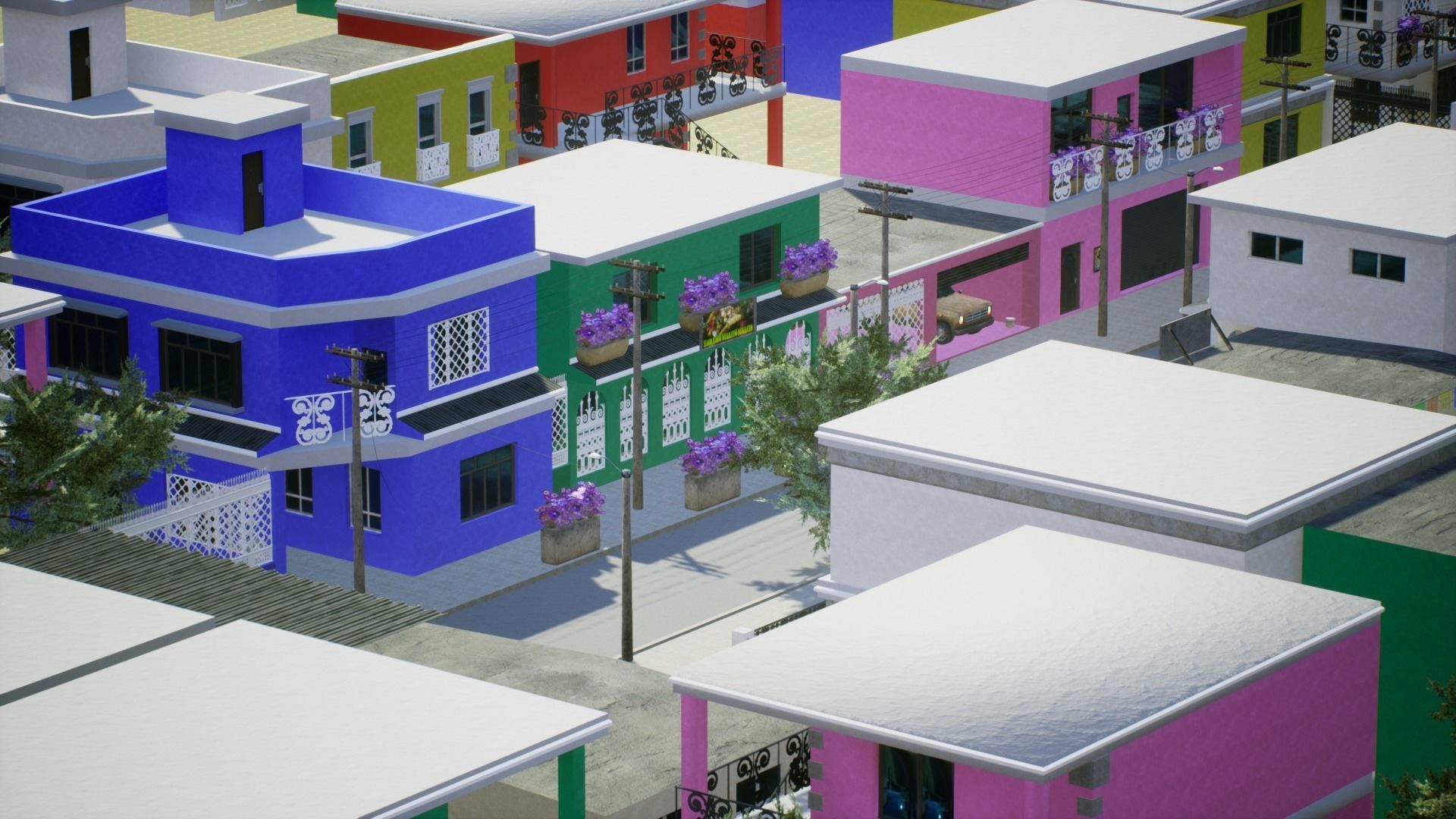 3D model Mexican City - modular street VR / AR / low-poly | CGTrader