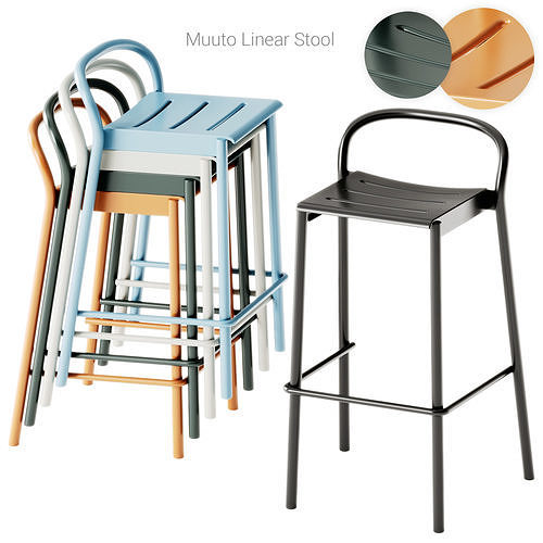 Muuto Linear Steel Bar and Counter Stool 3D model | CGTrader