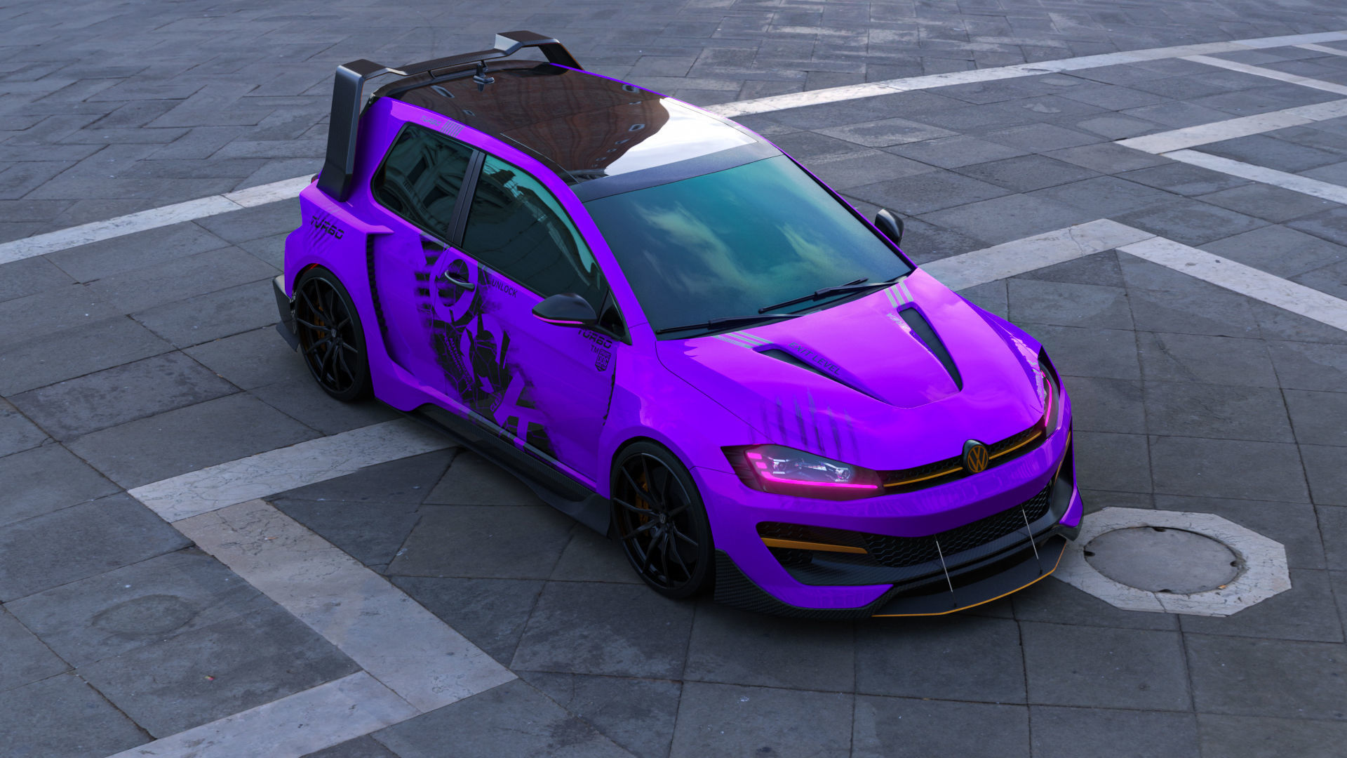 3D model wide body car golf gti VR / AR / low-poly | CGTrader