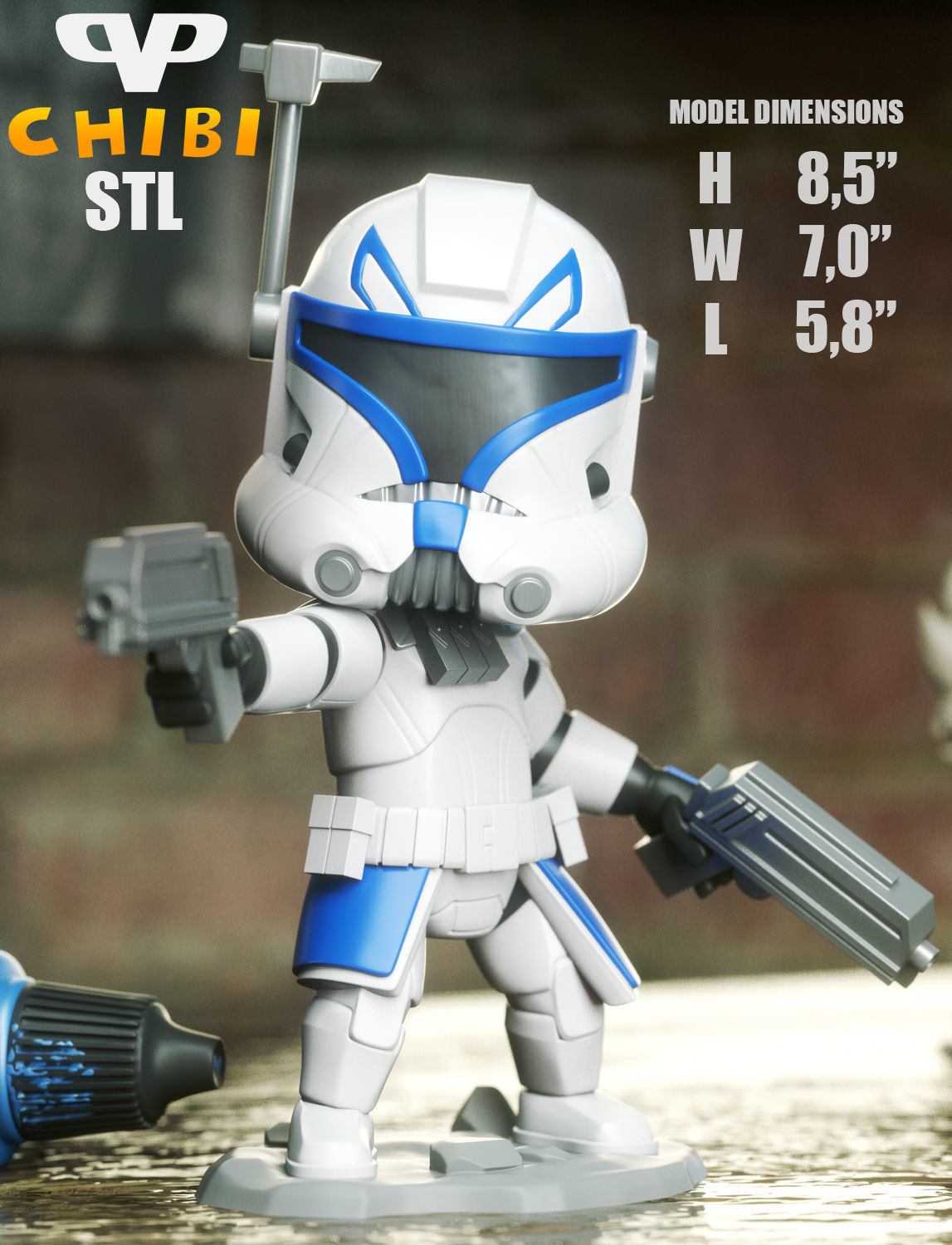Captain Rex Chibi STL for 3D Printing ChibiSTL 3DXM 3D model 3D ...