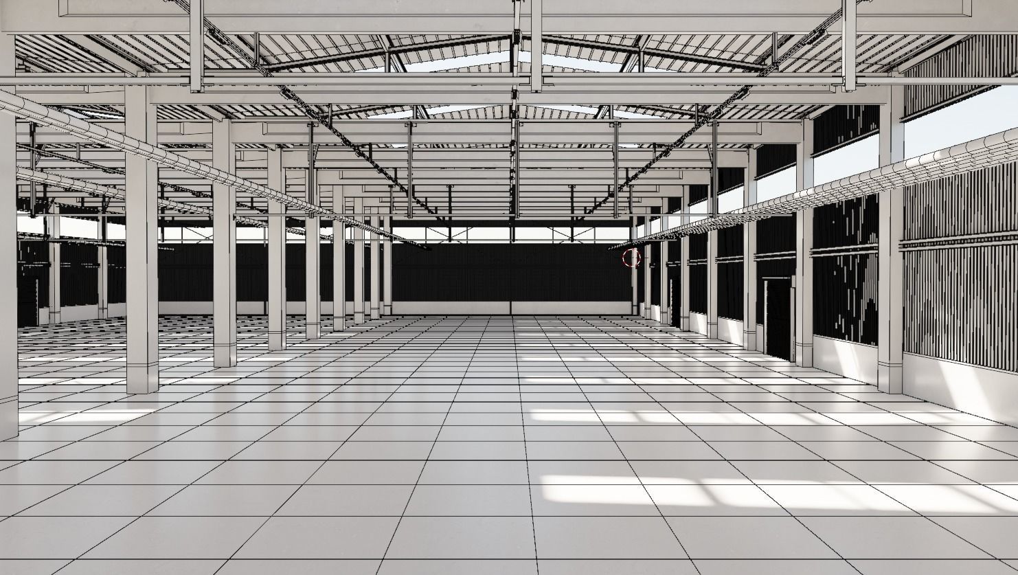 Warehouse Interior industrial building for technical marketing 3D model ...