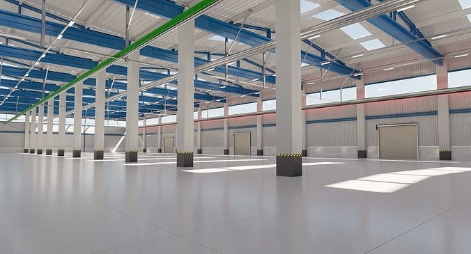 Warehouse Interior industrial building marketing visualization 3D model ...