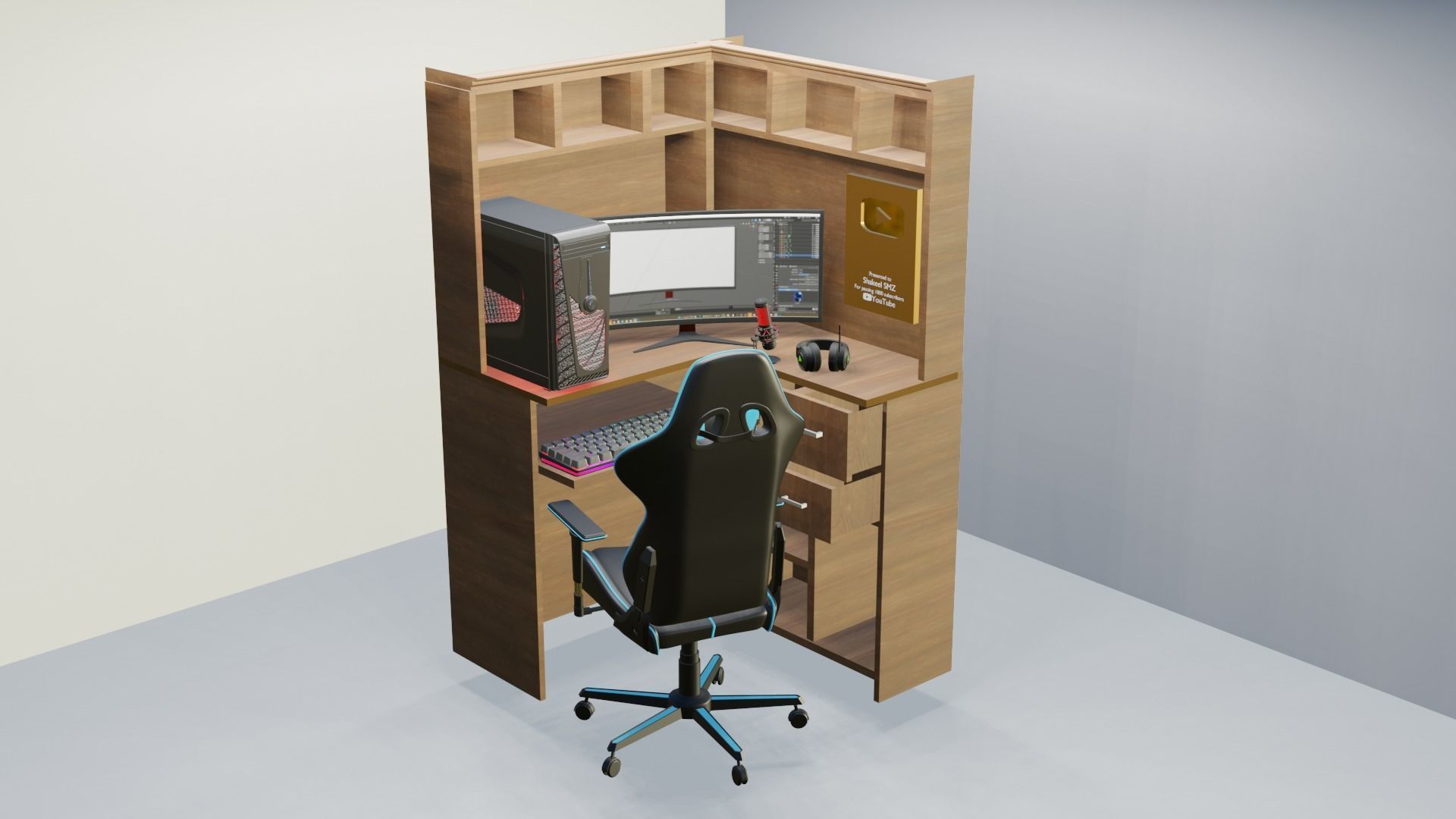 Gaming Computer Setup 3D model | CGTrader