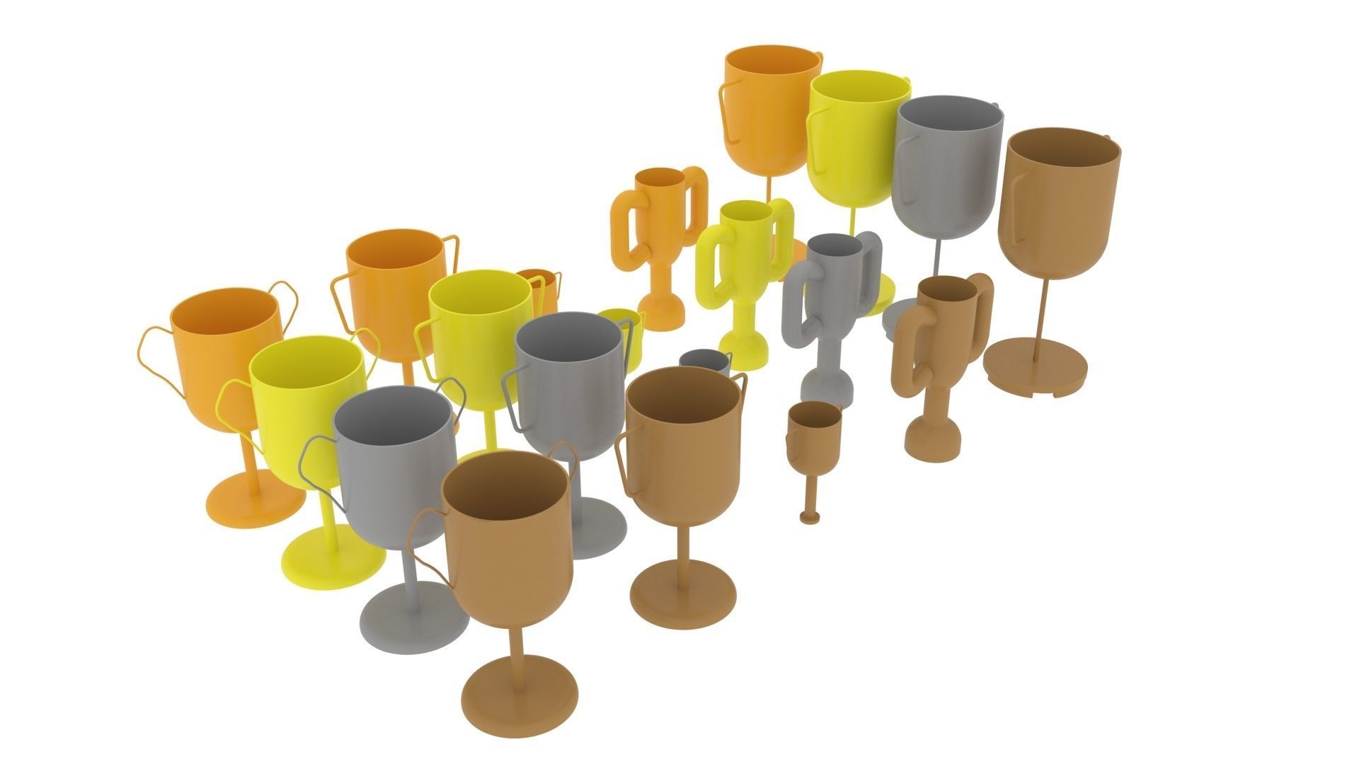 Lego Trophies Set 3D model | CGTrader