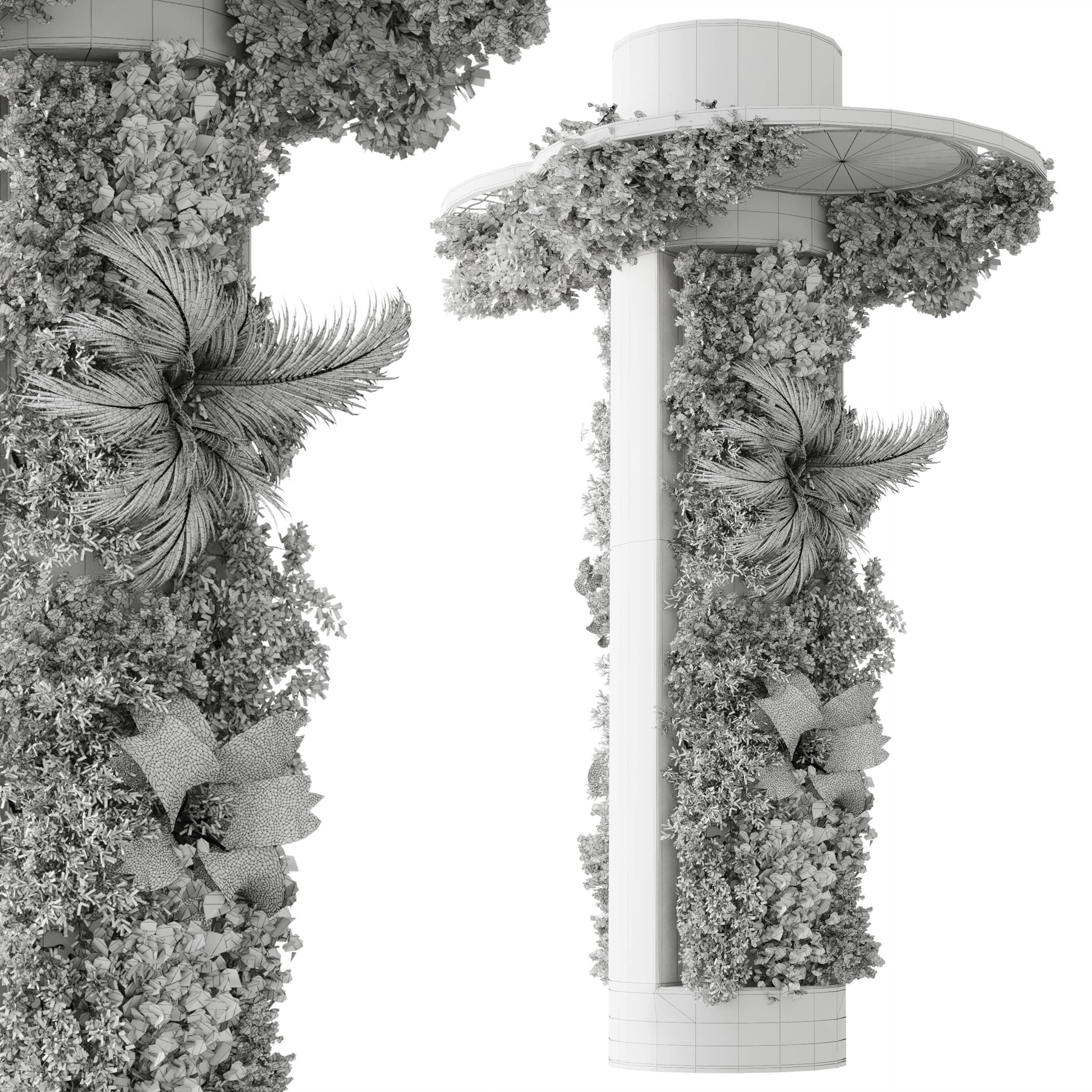 3D model Column plant - pillar plant with ceiling light 06 VR / AR ...