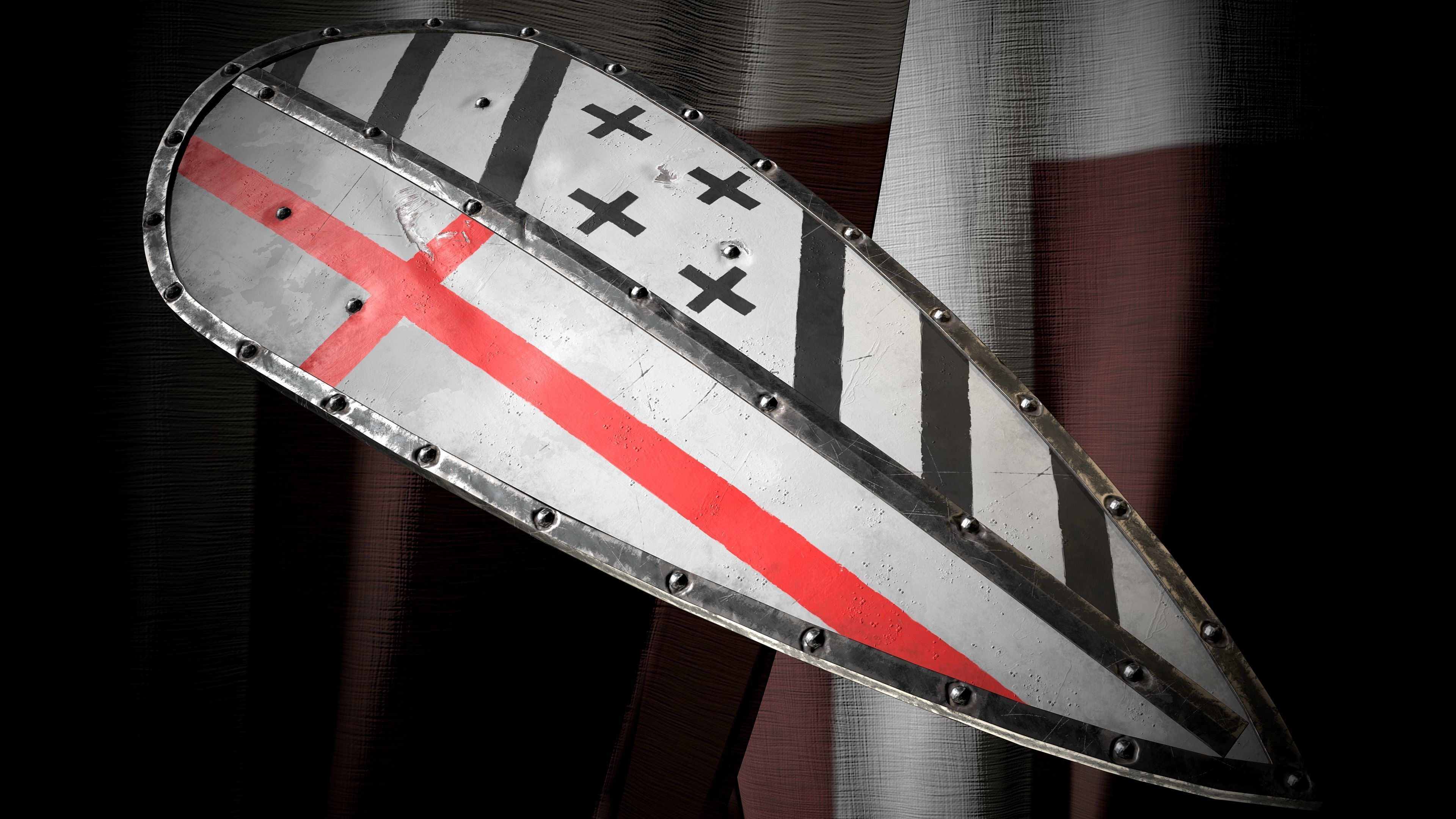 3D model Medieval templar knight big shield VR / AR / low-poly | CGTrader