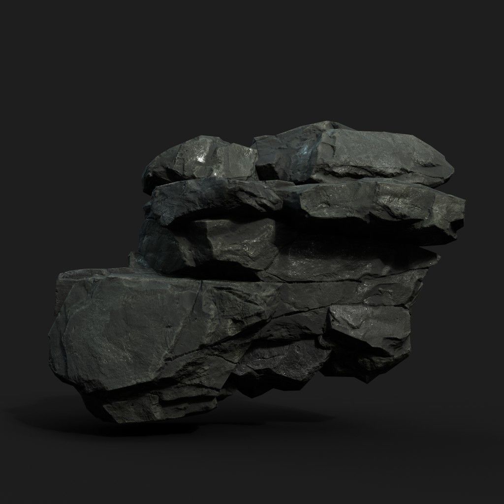 3D model Low Poly Black Rock 230407 - Ultra HD 16K Texture VR / AR ...