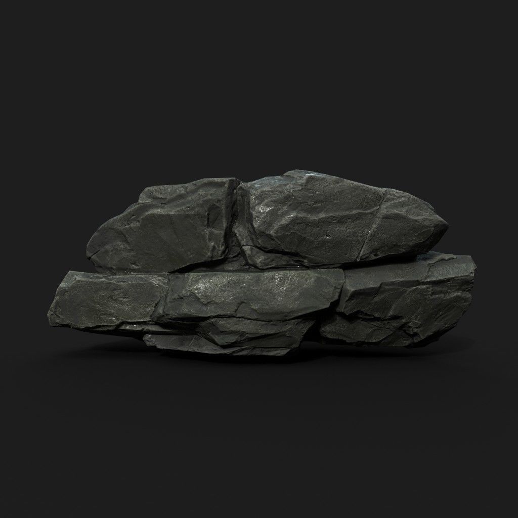 3D model Low Poly Black Rock 230407 - Ultra HD 16K Texture VR / AR ...