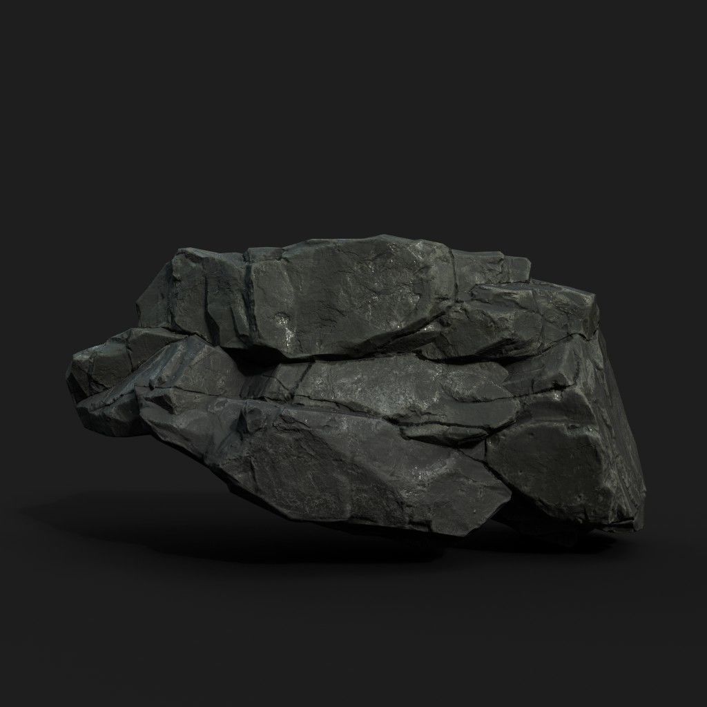 3D model Low Poly Black Rock 230407 - Ultra HD 16K Texture VR / AR ...