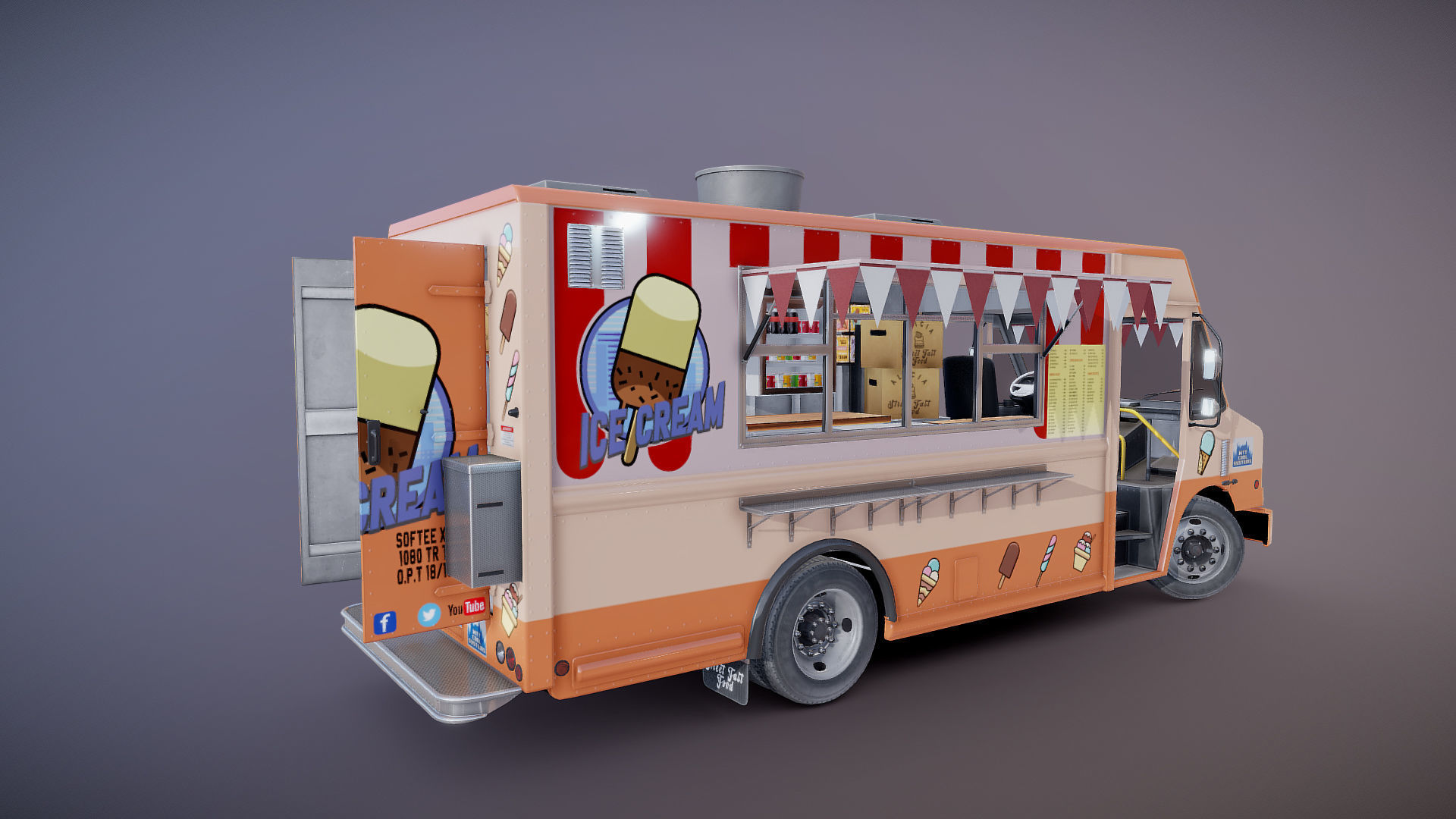 3D model Ice Cream truck Freightliner VR / AR / low-poly | CGTrader