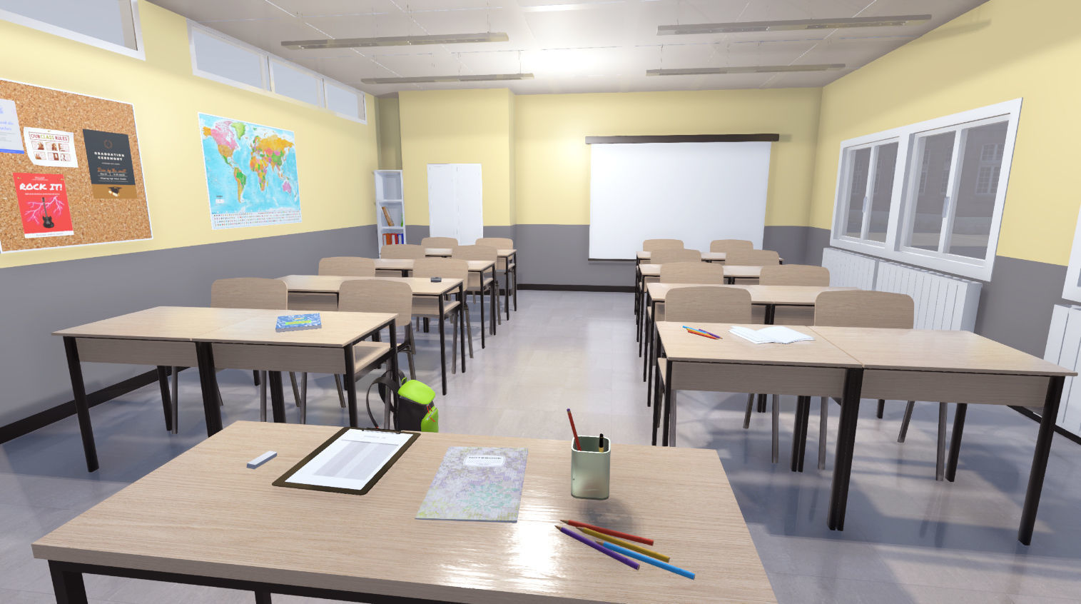 3D model High school classroom VR / AR / low-poly | CGTrader