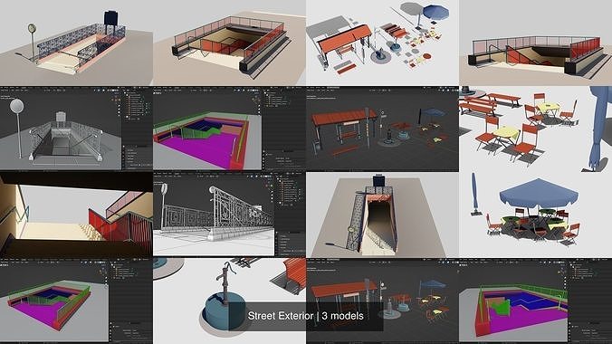 3D Model Collection Street Exterior VR / AR / low-poly | CGTrader
