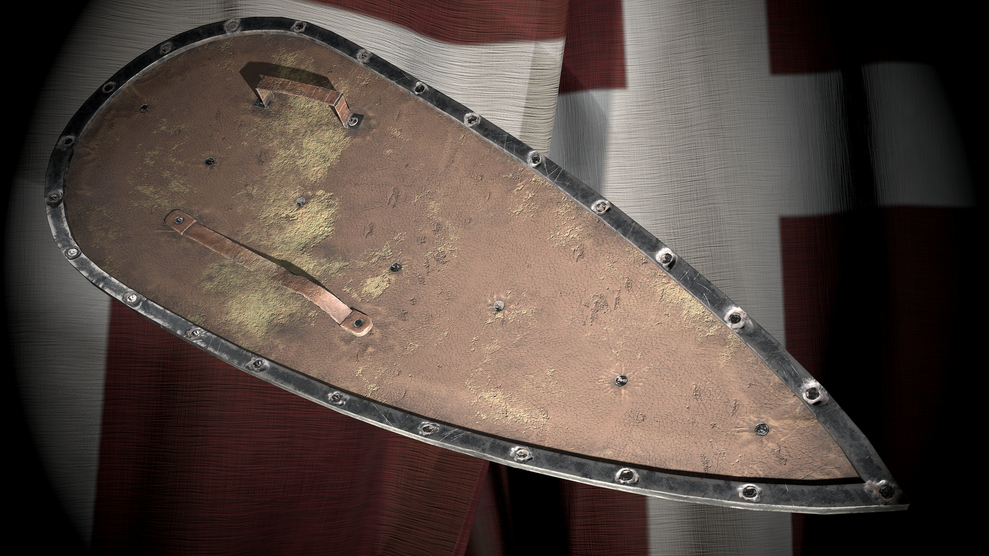 3D model Medieval templar battle halberd and Big knight shield pack VR ...