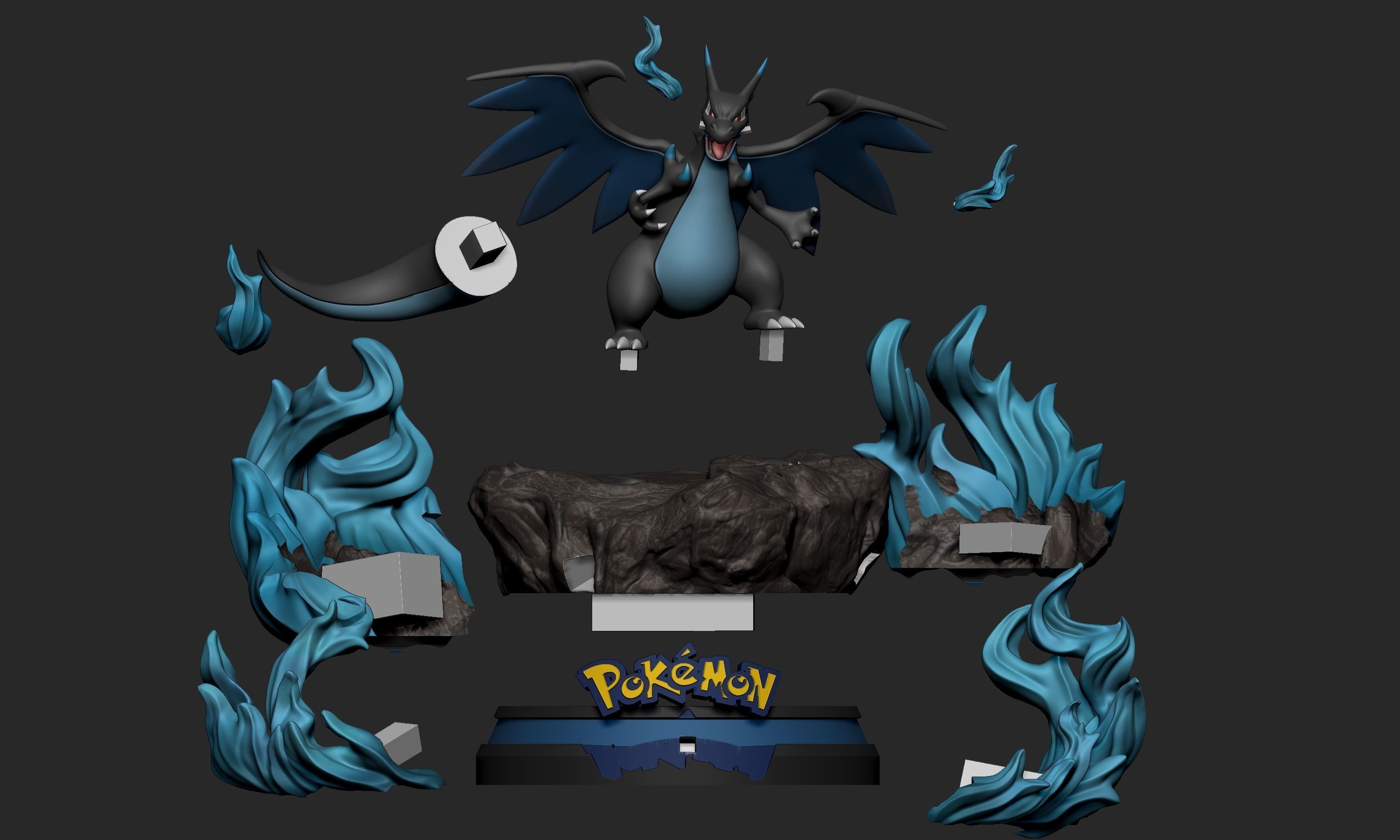 Pokemon - Mega Charizard X Figure 3D model 3D printable | CGTrader