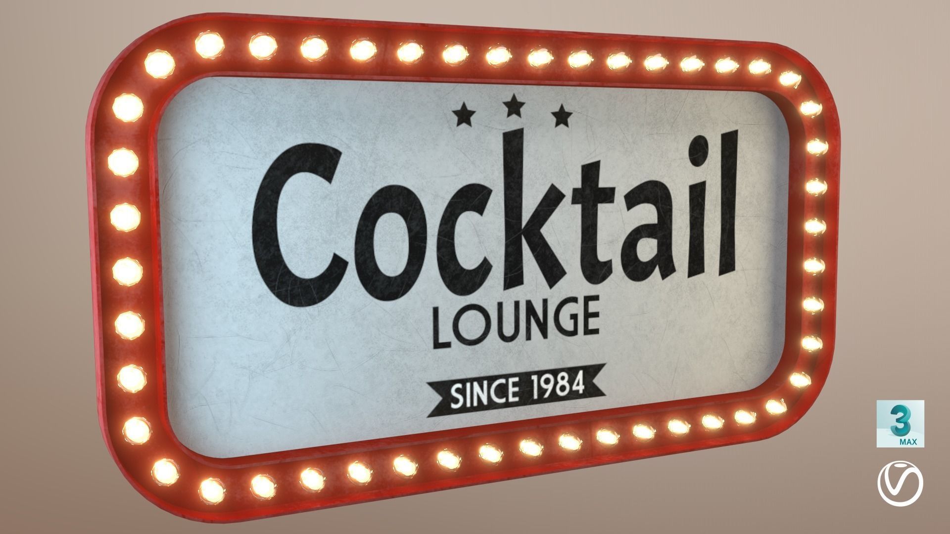 The Cocktail Lounge sign 3D model | CGTrader