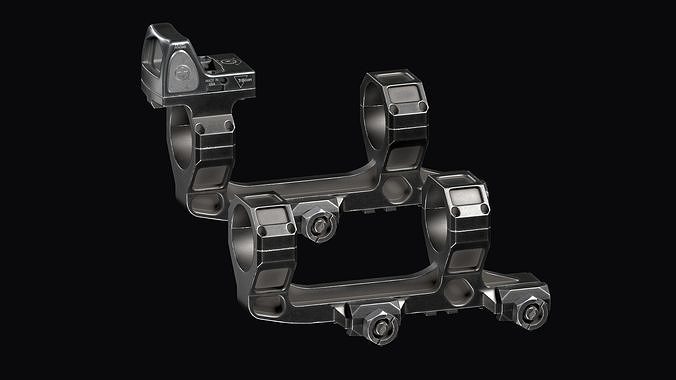 3D model Super Precision scope mount with TRIJICON RMR red dot sight VR ...