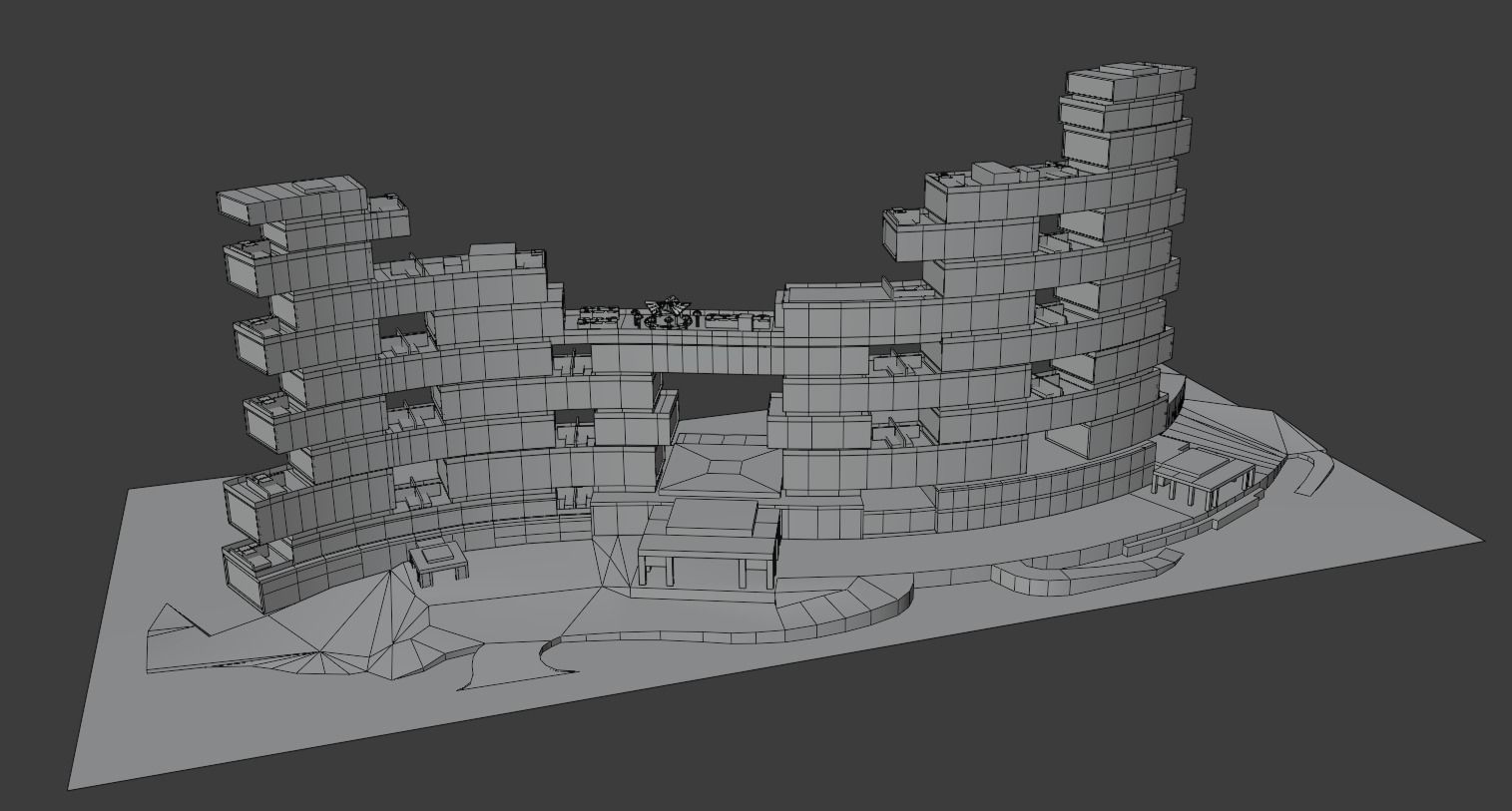 3D model The Royal Atlantis Residences Dubai 3D low-poly model VR / AR ...