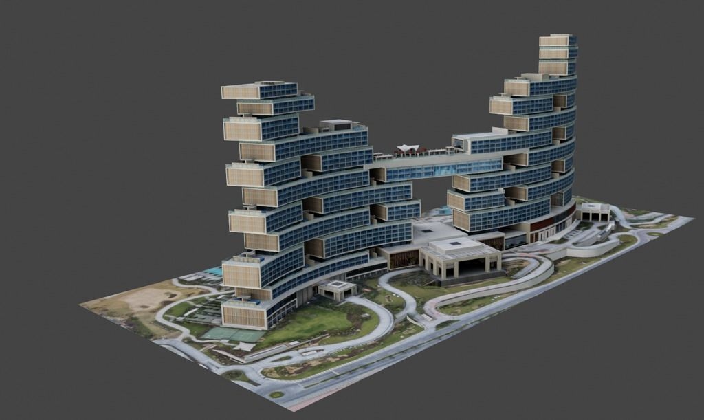 3D model The Royal Atlantis Residences Dubai 3D low-poly model VR / AR ...