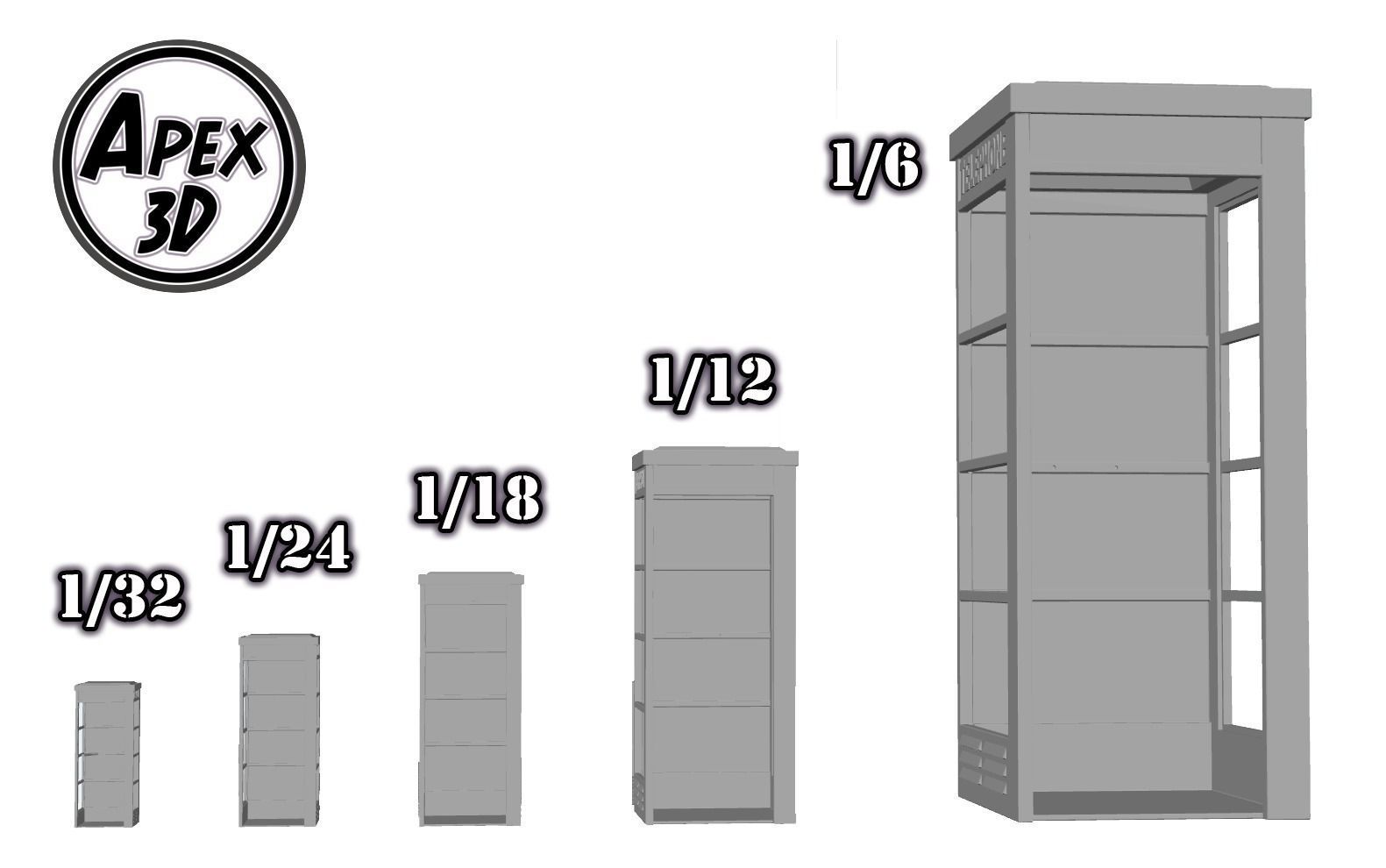 Telephone Booth 3d printable in various scales 3D model 3D printable ...