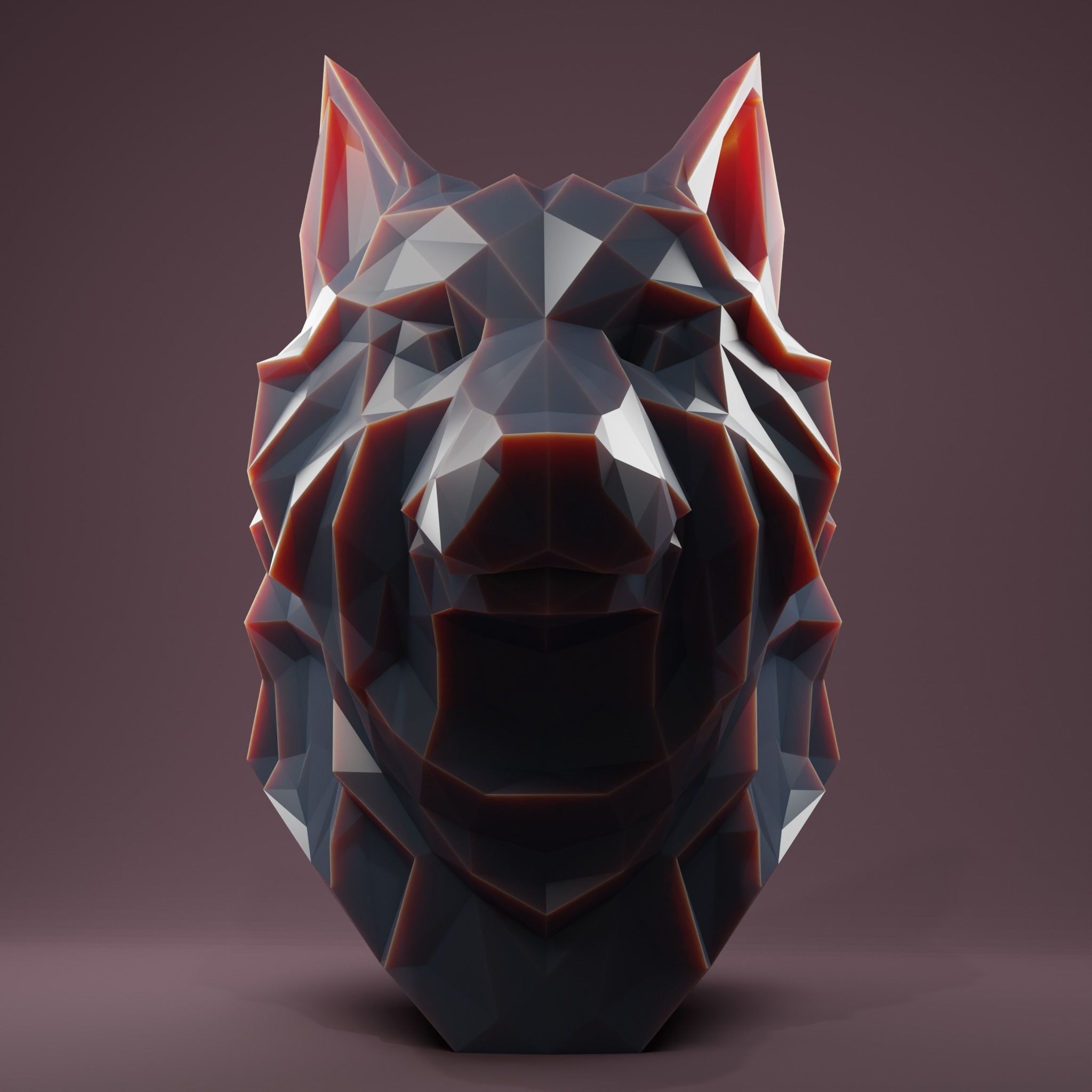 Low Poly style Wolf table top statue 3D model 3D printable | CGTrader