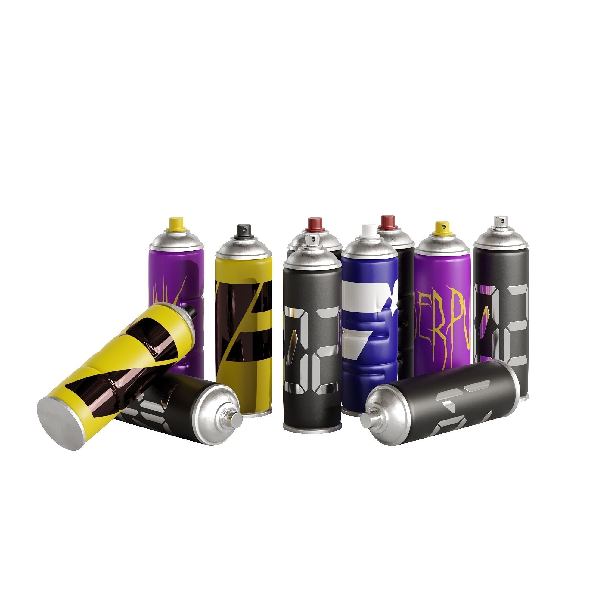 spray cans set 3D model | CGTrader