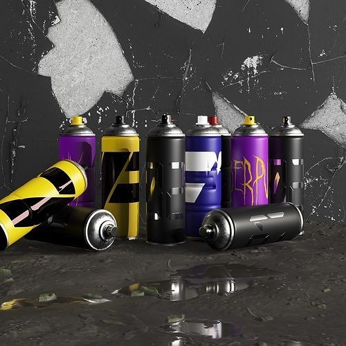 spray cans set 3D model | CGTrader